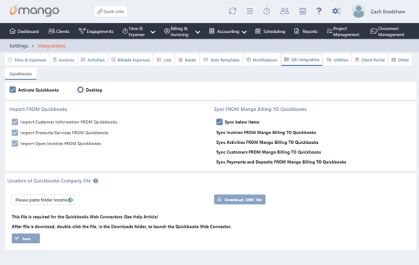 Quickbooks Integrates with Mango Practice Software